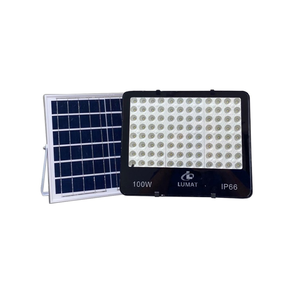 REFLECTOR LED CON PANEL SOLAR 100W// PANEL DE 12 VOLTIOS// RESITENTE A ...